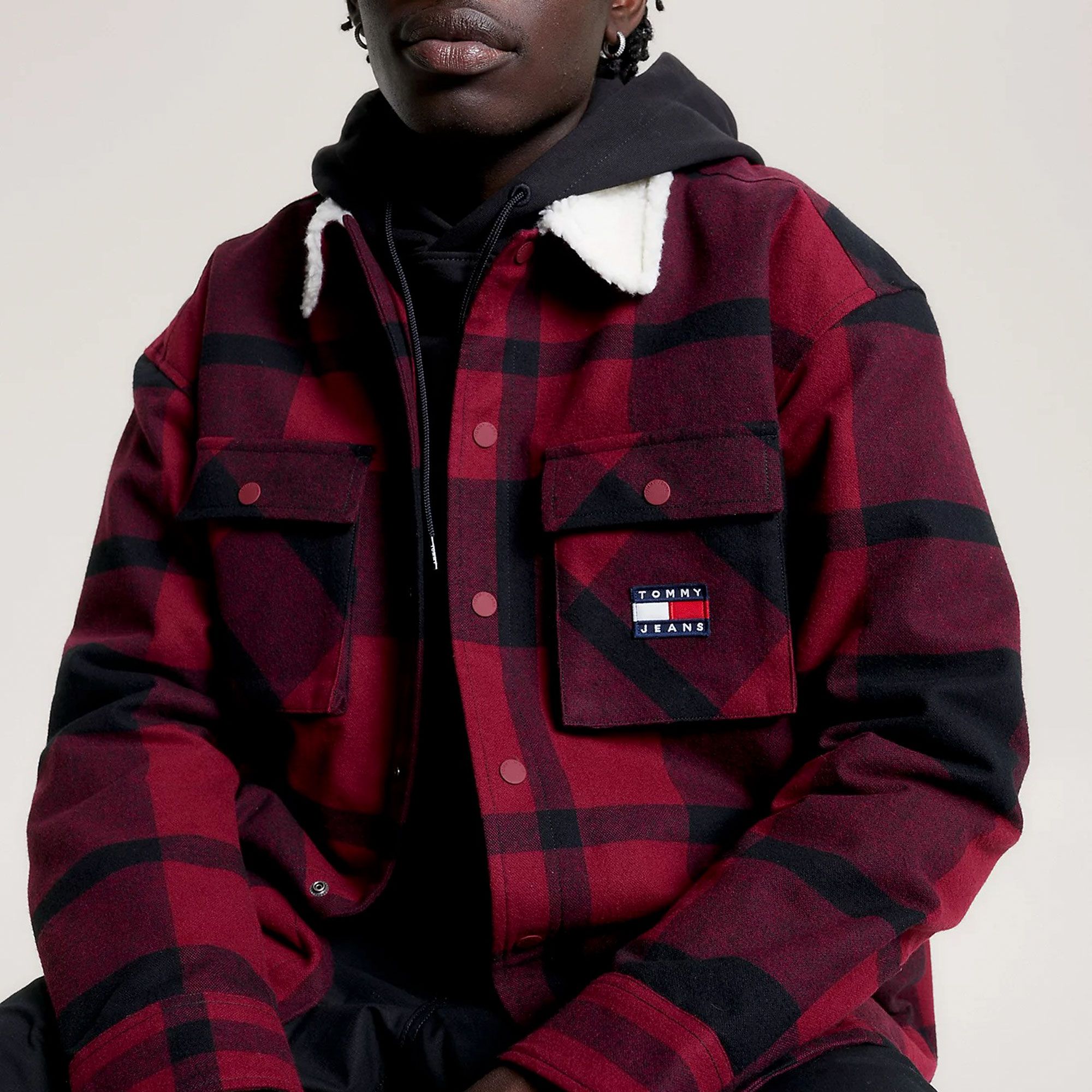Tommy Hilfiger Check Sherpa Overshirt Heren Plutosport